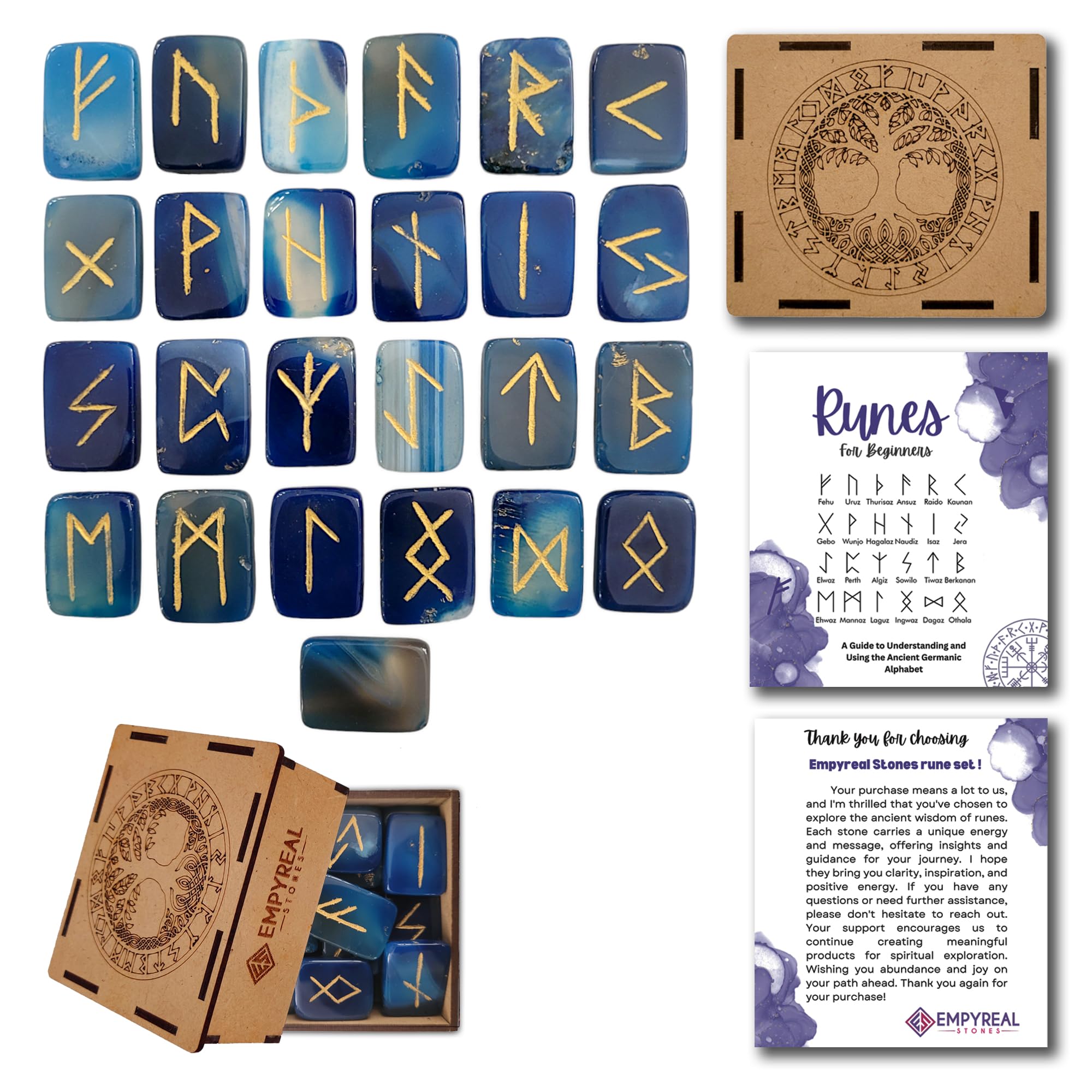 Mua Empyreal Stones Runes - Blue Rune Stones Set Crystal Viking ...