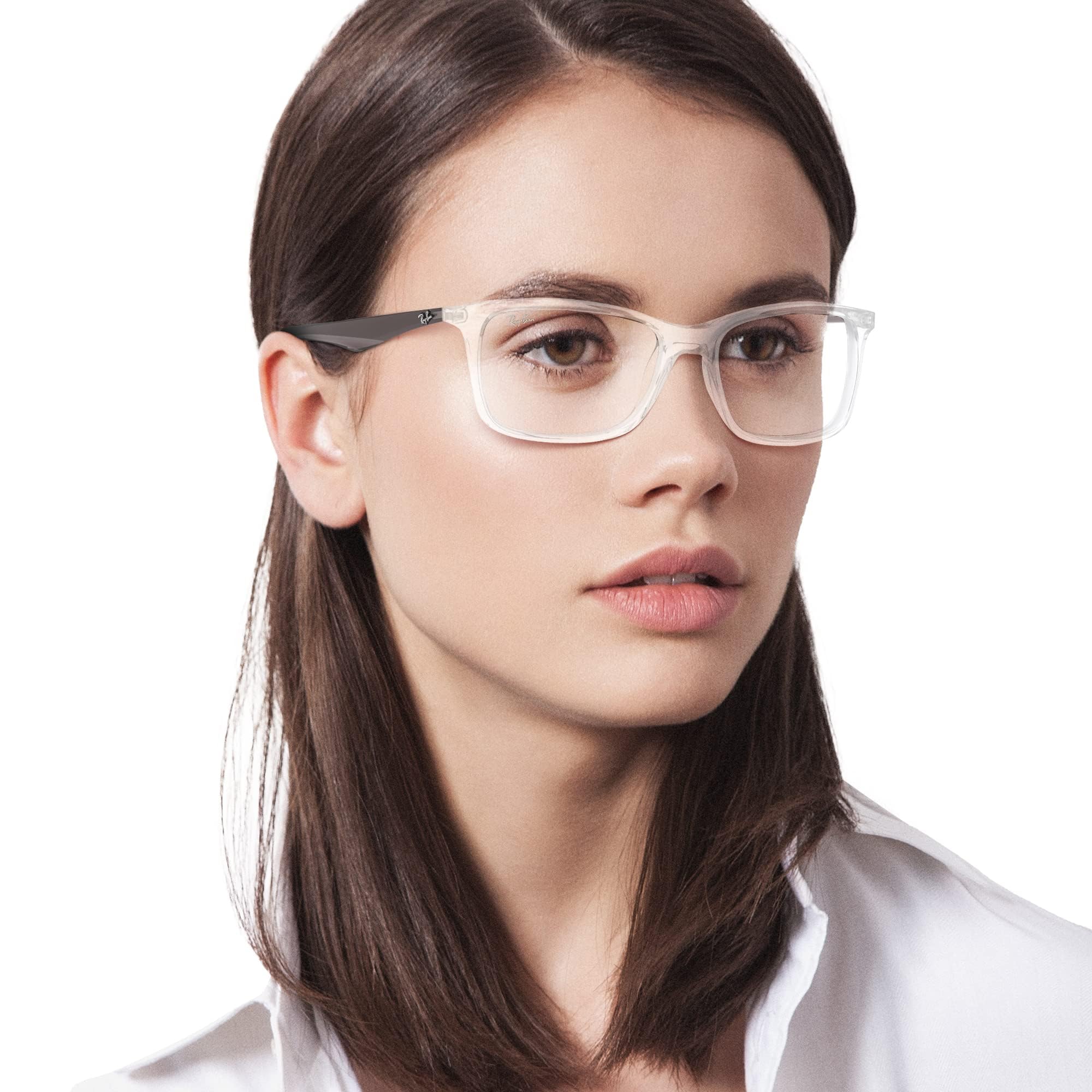 Ray-Ban RX7047 Rectangular Prescription Eyeglass Frames, Transparent On ...