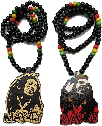 2pcs Rasta Marley Bead Necklace Reggae one love color Jamaica chain ...