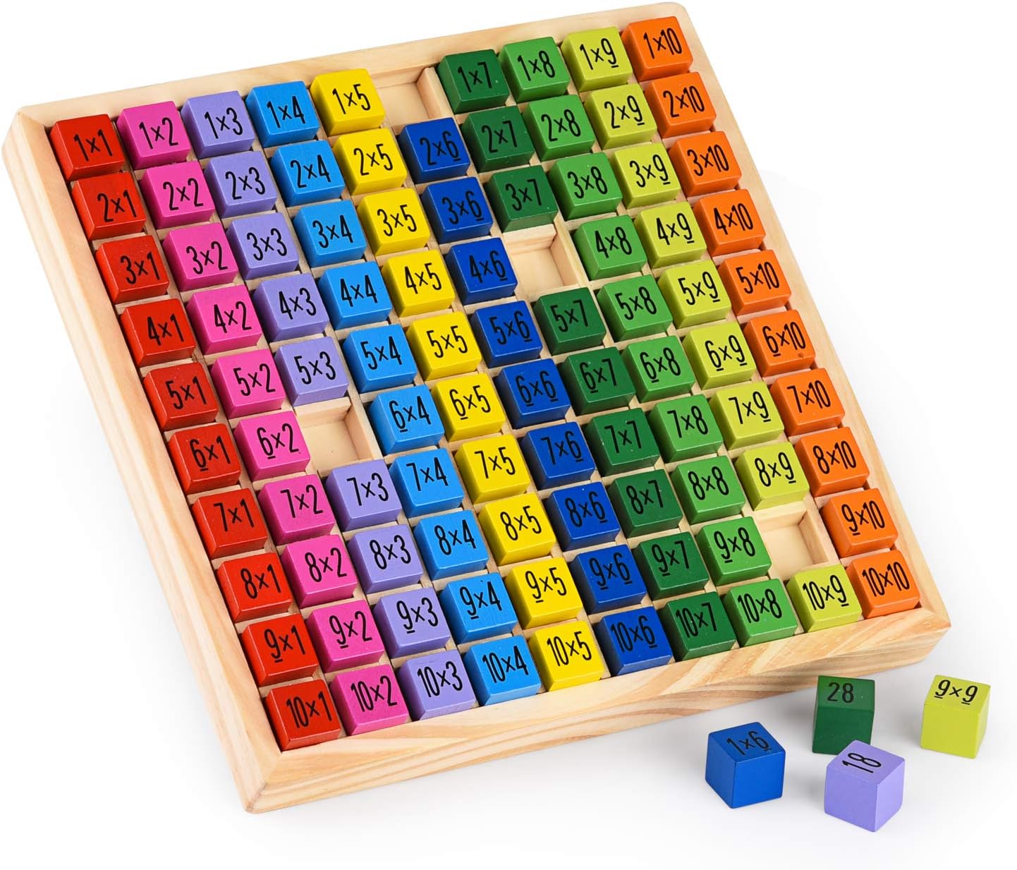 colmanda Wooden Counting Board, 10 x 10 Montessori Math Tray Counting ...