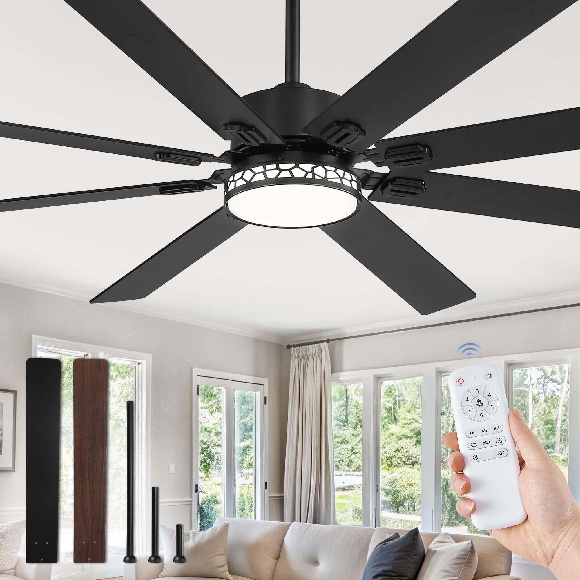 Fanbulous 72 Inch Large Ceiling Fans with Lights, Farmhouse Ceiling Fan ...