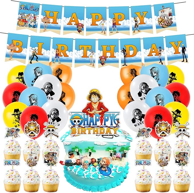 46Pcs One Piece Party Supplies, One Piece Party Happy Birthday ...