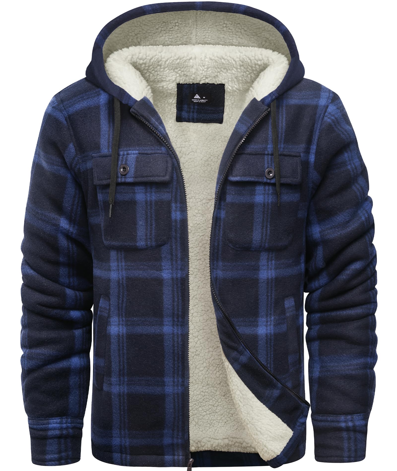 SCODI Men's Flannel Shirt Jacket Fleece Sherpa Lined Plaid Jackets Coat ...