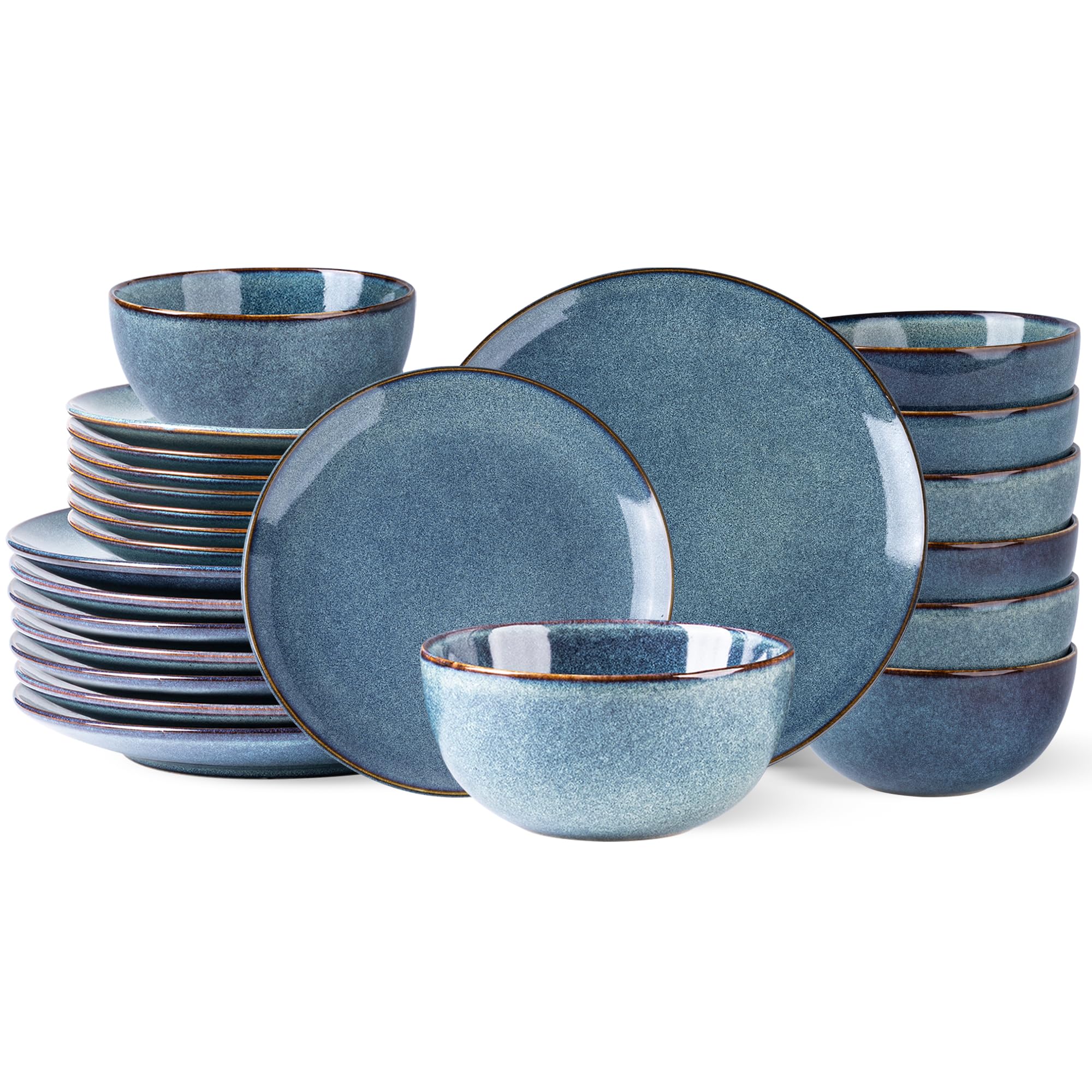 AmorArc Ceramic Dinnerware Sets for 8, 24 Pieces Handpainted Plates and ...