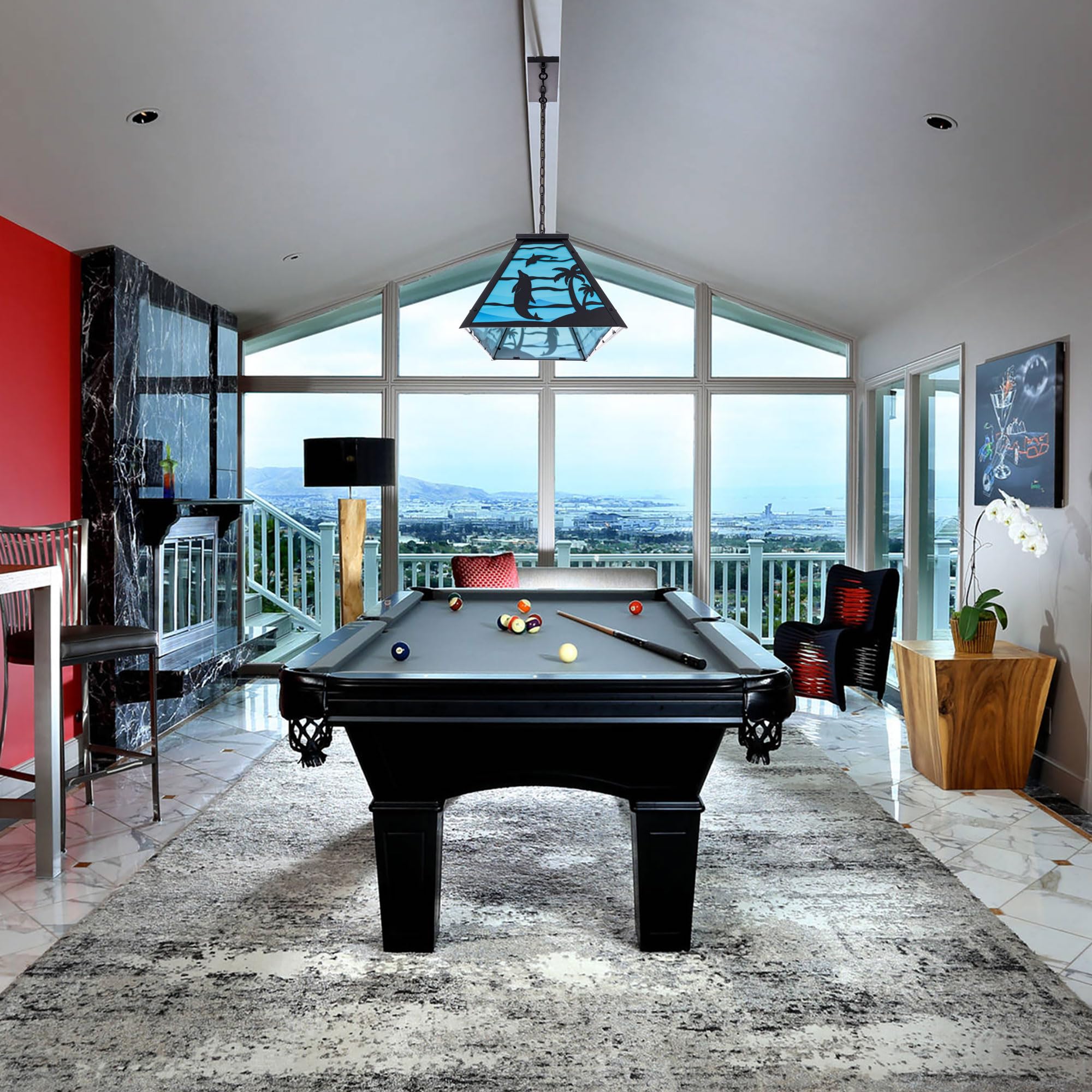 Wellmet Tiffany Pool Table Light 3 Lights, Game Room Billiard Table ...