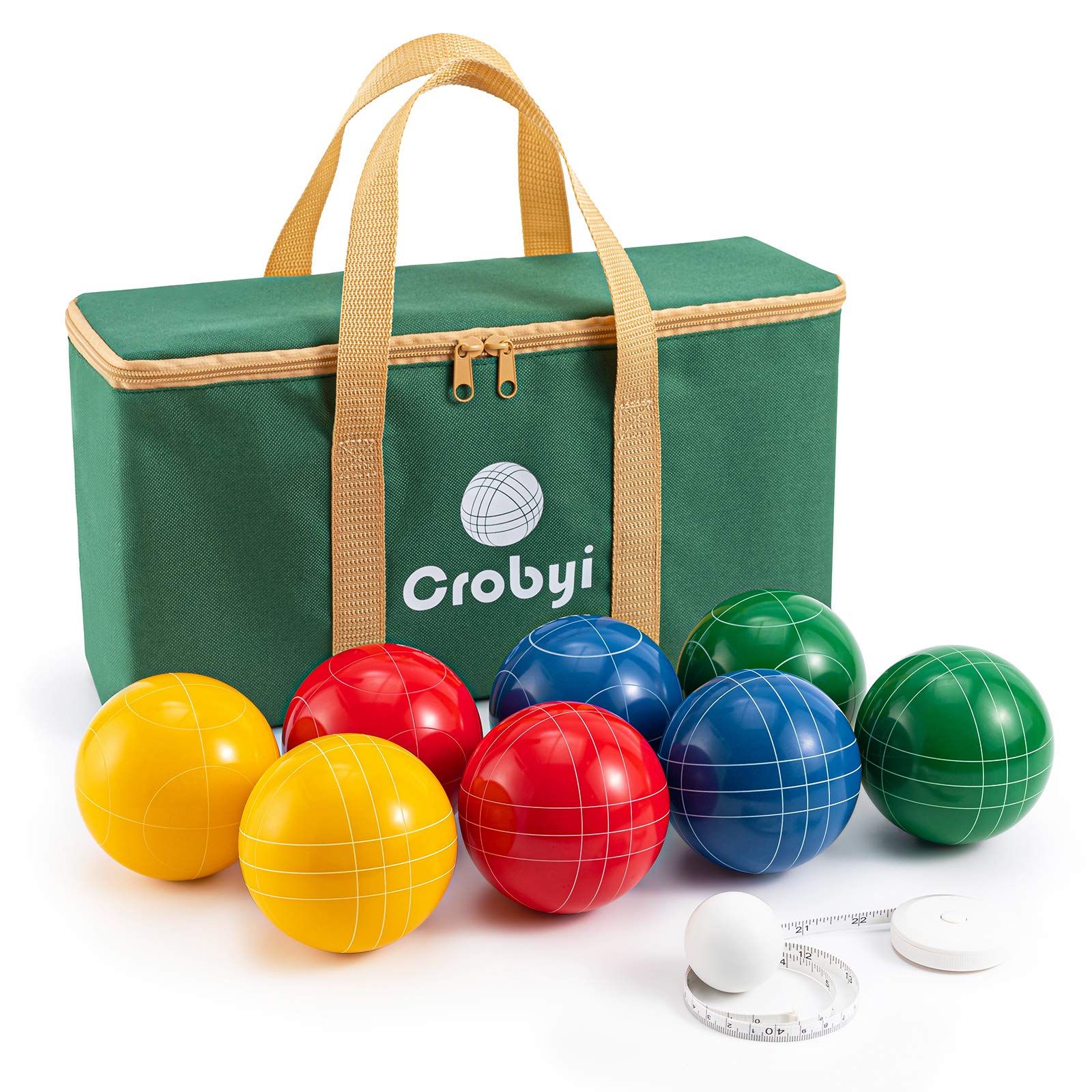 Crobyi Bocce Balls Set, 90mm Regulation Size and Weight, Durable Beach ...