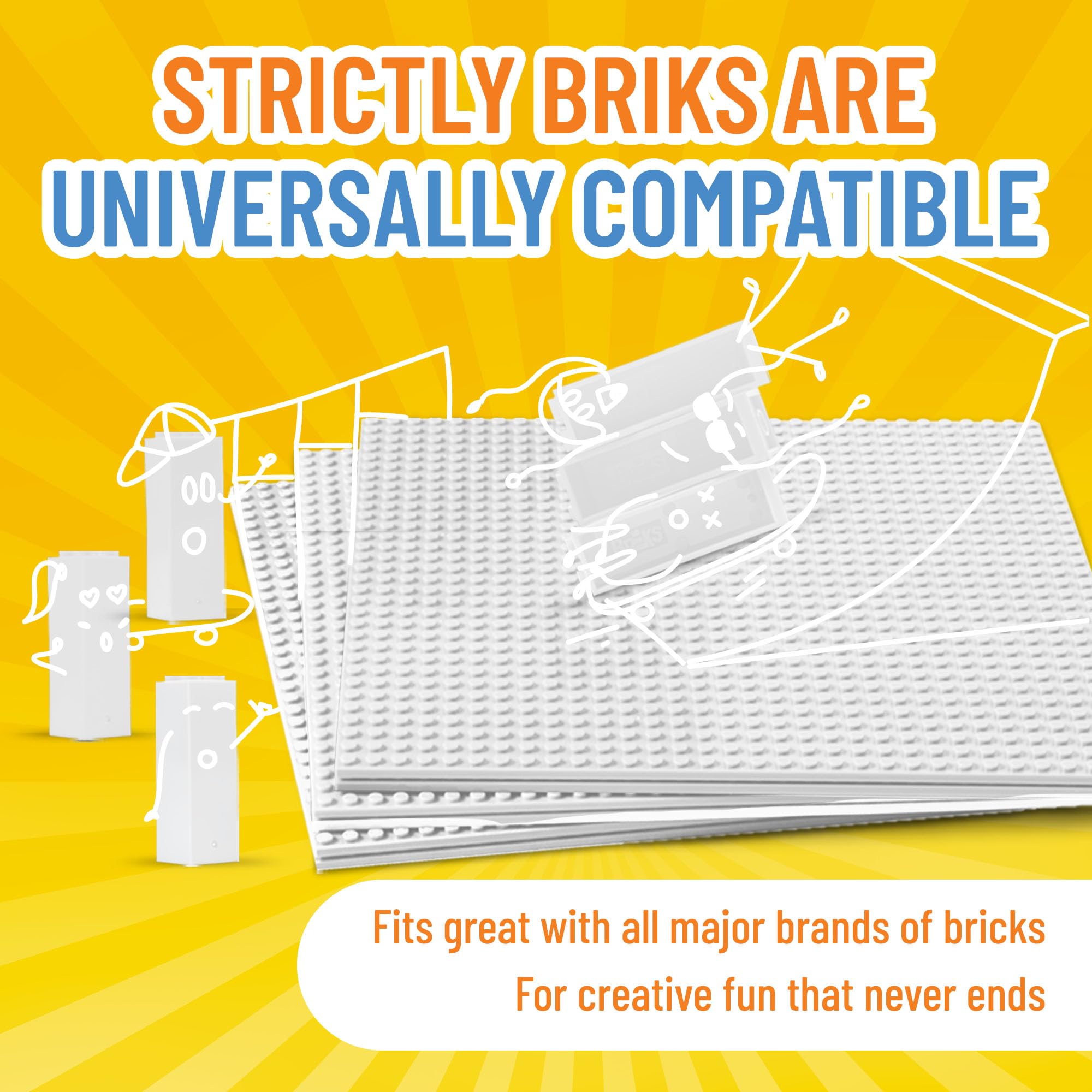 Mua Strictly Briks Stackable White Short Base Plates for Building ...