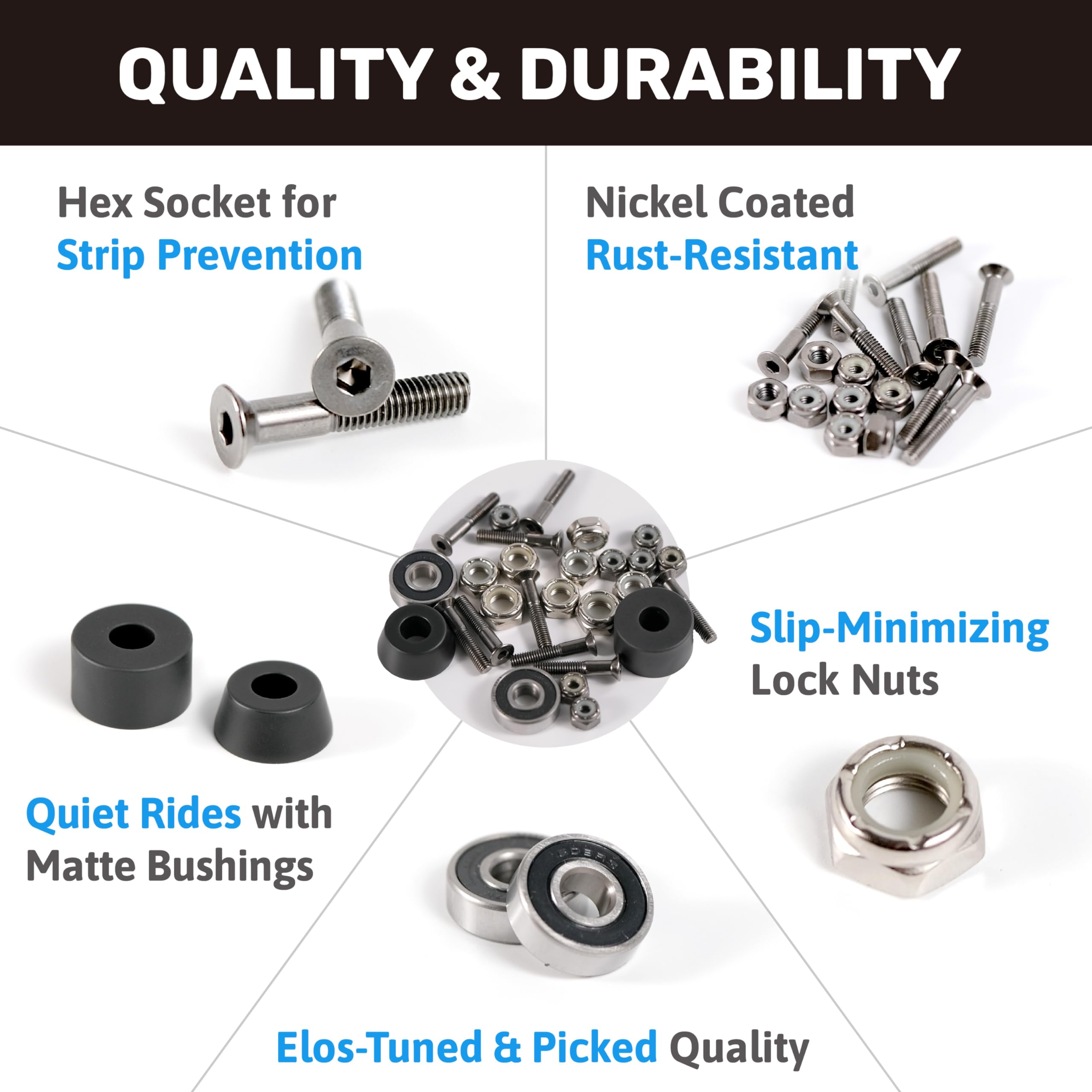 Mua ELOS Skateboard Hardware Kit - Trucks Mounting Hardware, Skateboard ...