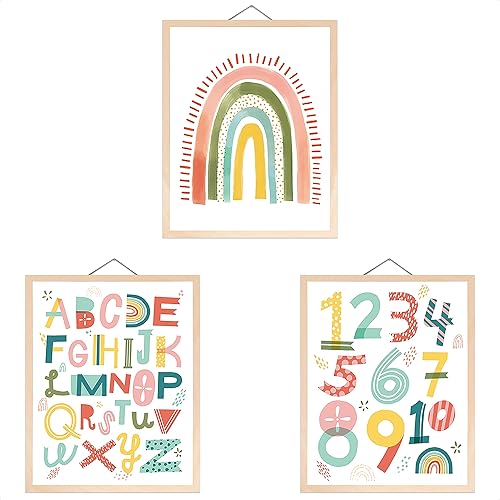 Nursery Wall Decor 3 Double-Sided Kids Posters | Alphabet Poster, 123 ...