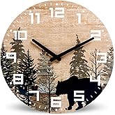 Amazon.com: SwallowLiving Cabin Bear Wall Clock 12 Inch Silent Non ...