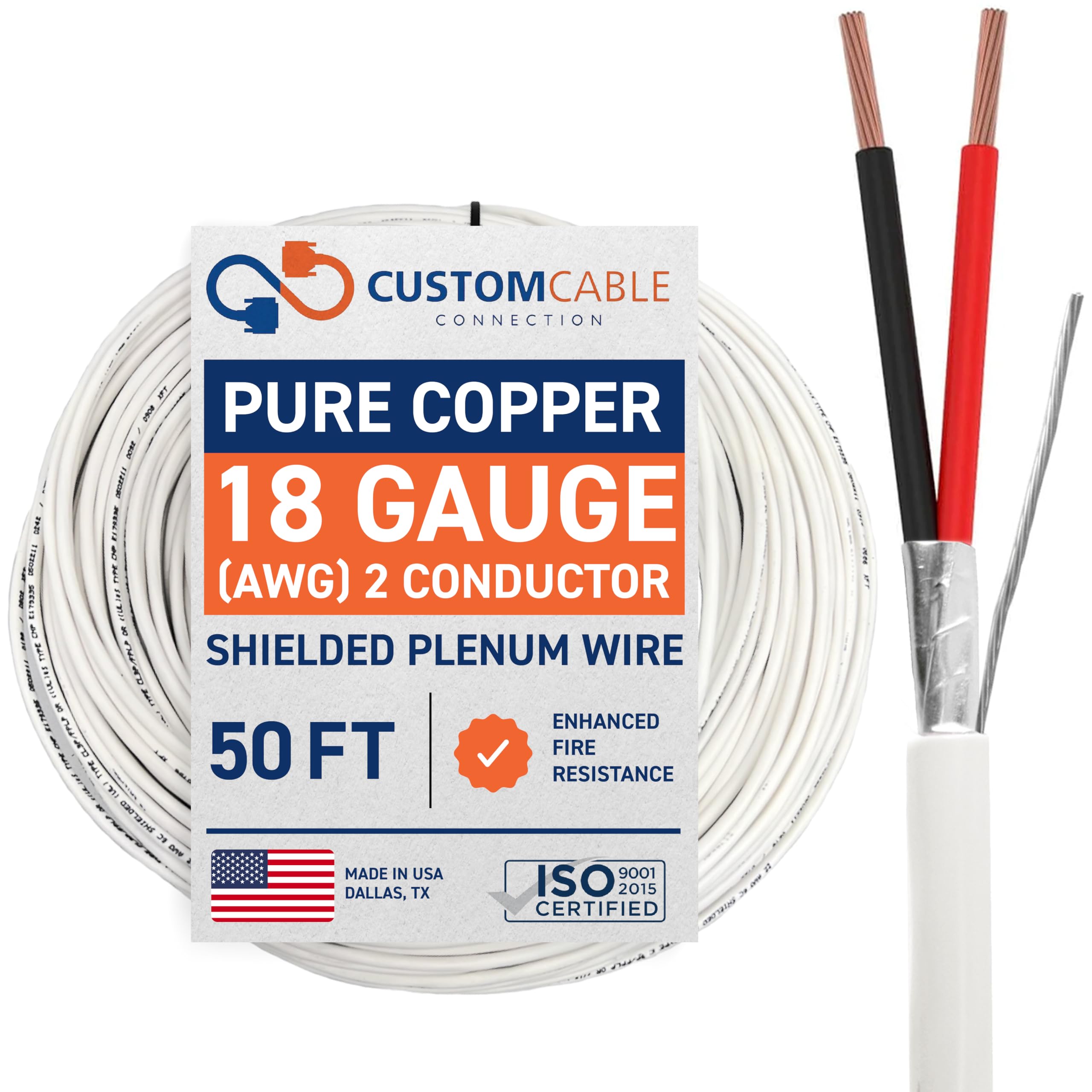 Mua 18 Gauge Wire (18 AWG) – 2 Conductor Stranded Copper Shielded Cable ...