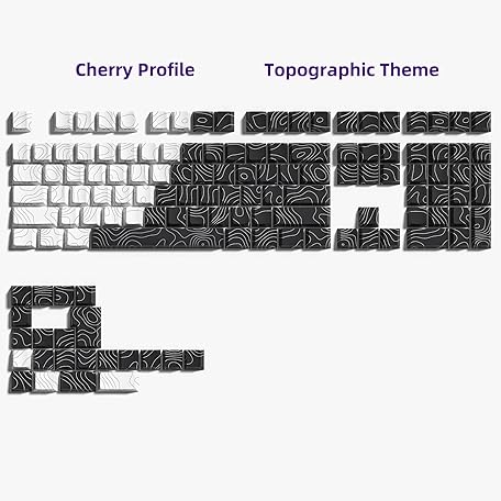 Mua Double Shot PBT keycaps,White and Black,Topographic keycaps,Lines ...