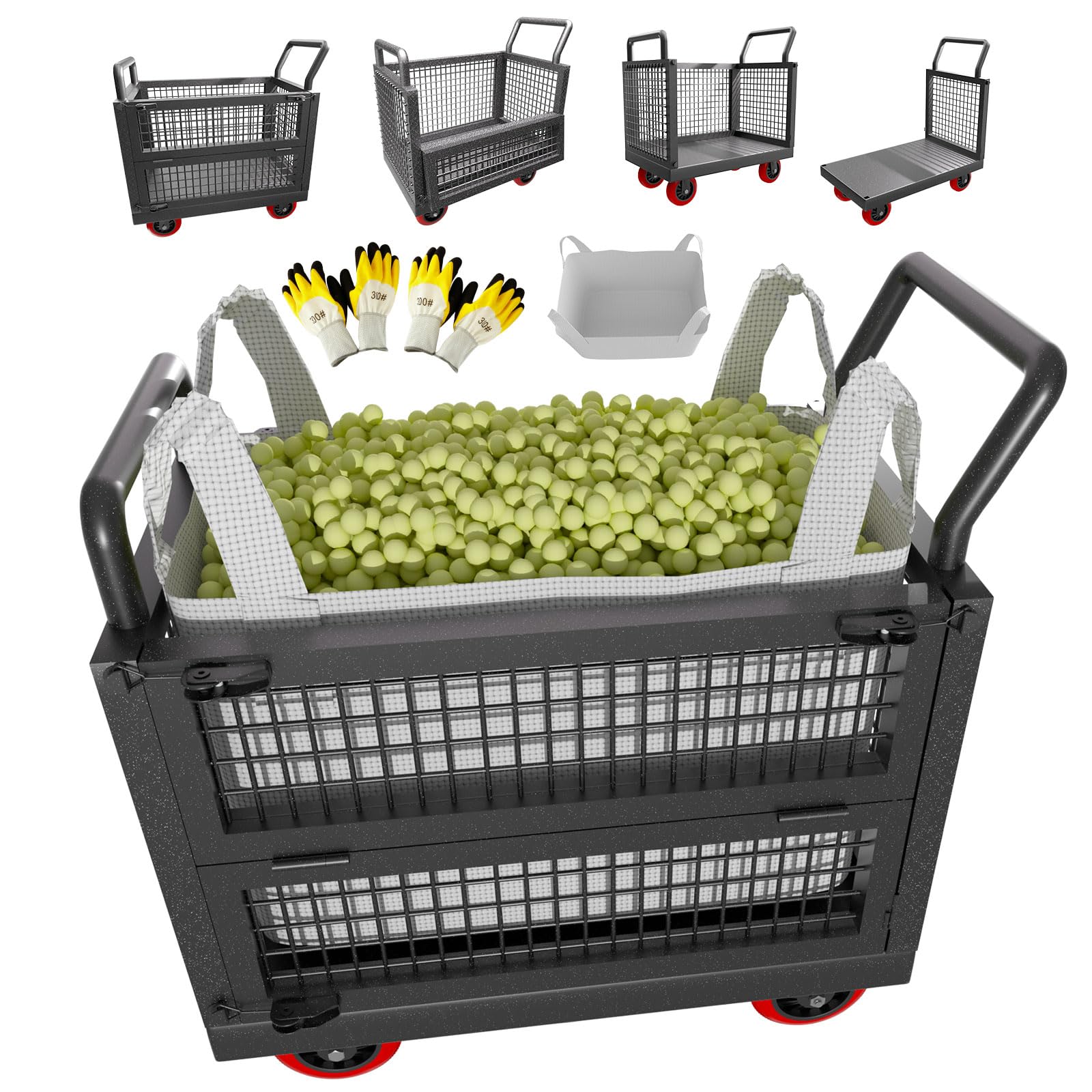 Lomive 5IN1 Push Cart with Sides,Heavy Duty Platform Truck Dolly w/360 ...
