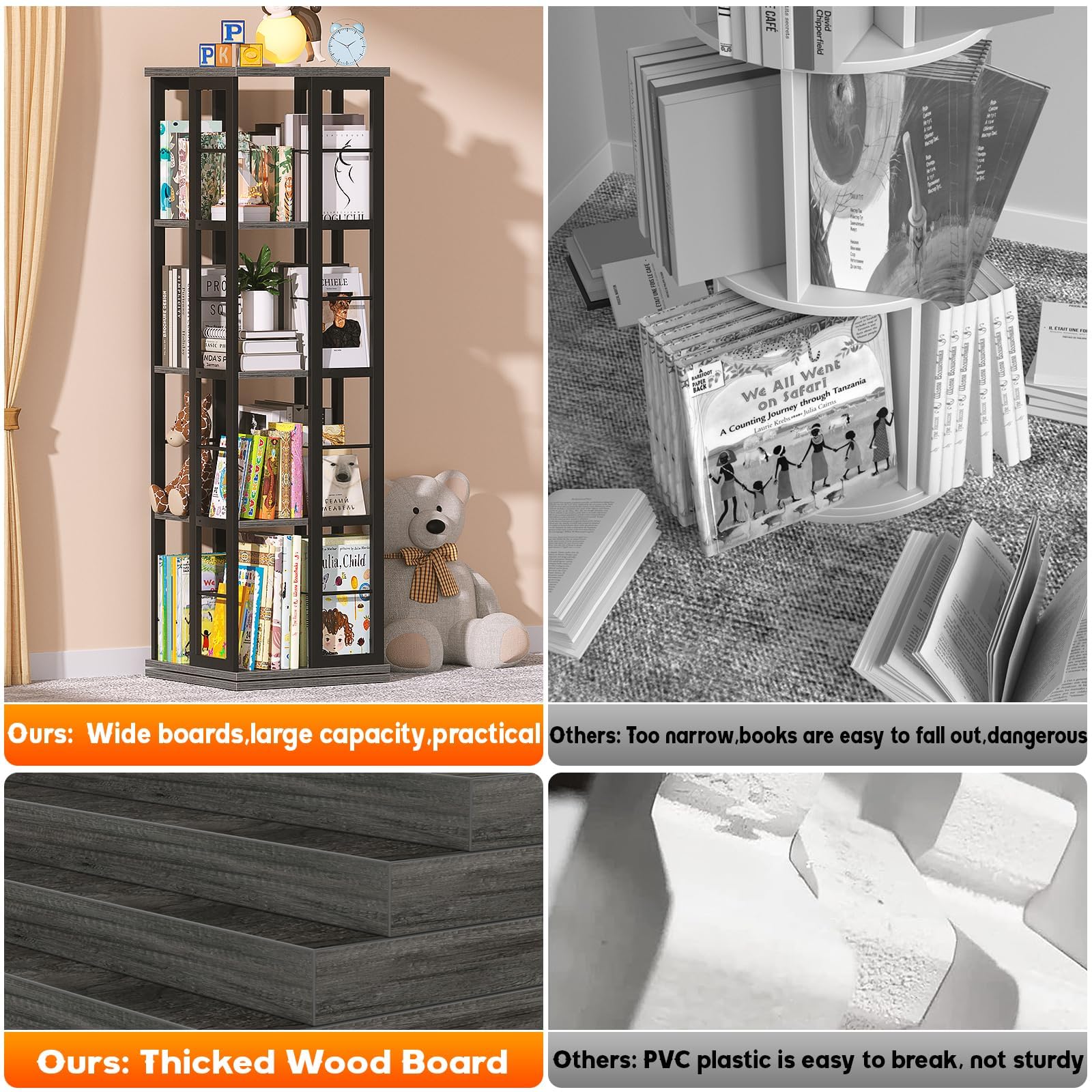 Mua Aheaplus Rotating Bookshelf, 4-Tier Corner Bookshelf, 360 Display ...