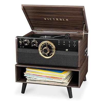 Buy Victrola 6-in-1 Wood Bluetooth Mid Century Record Player with 3 ...