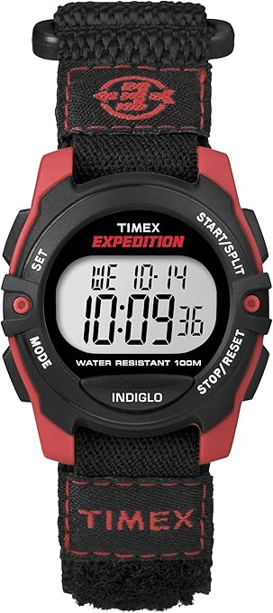 Timex Men's T49956GP Expedition Chrono Alarm Timer Red and Black Velcro ...