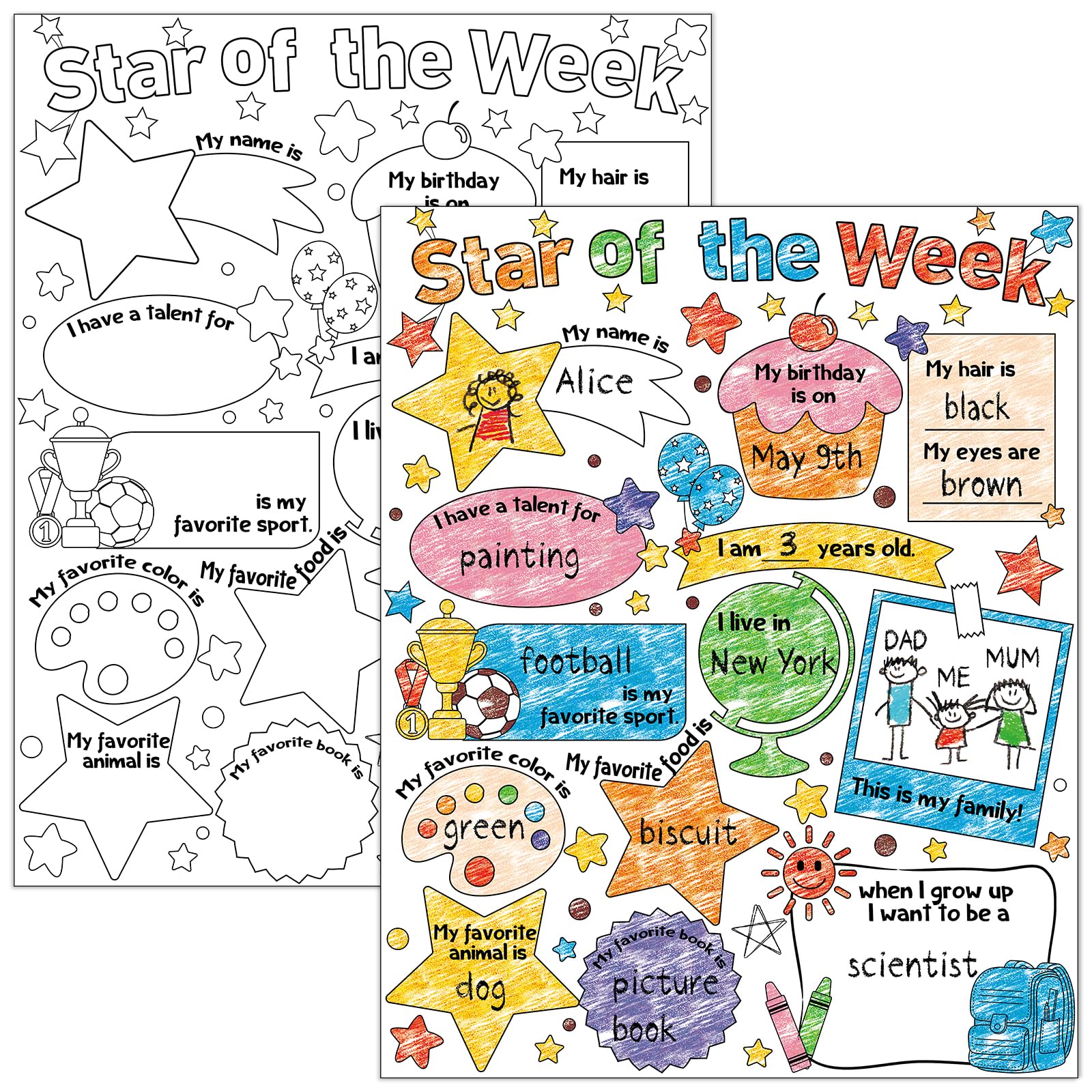 Mua CHUNNIN 40 Pcs Star of the Week Posters All About Me Star Student ...