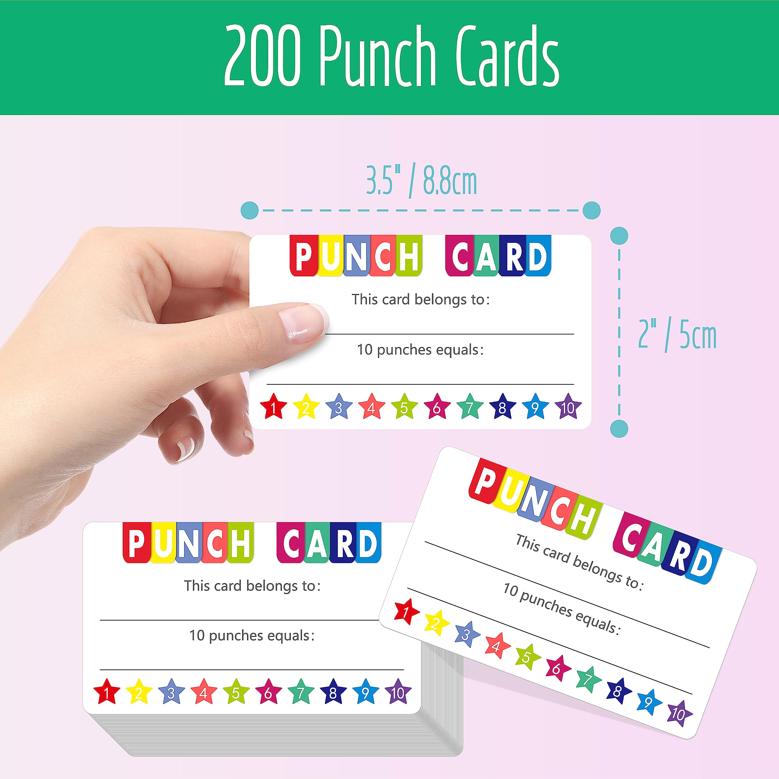 Mua 200 PCS Punch Cards, Incentive Card with Handheld Puncher Kit Star ...