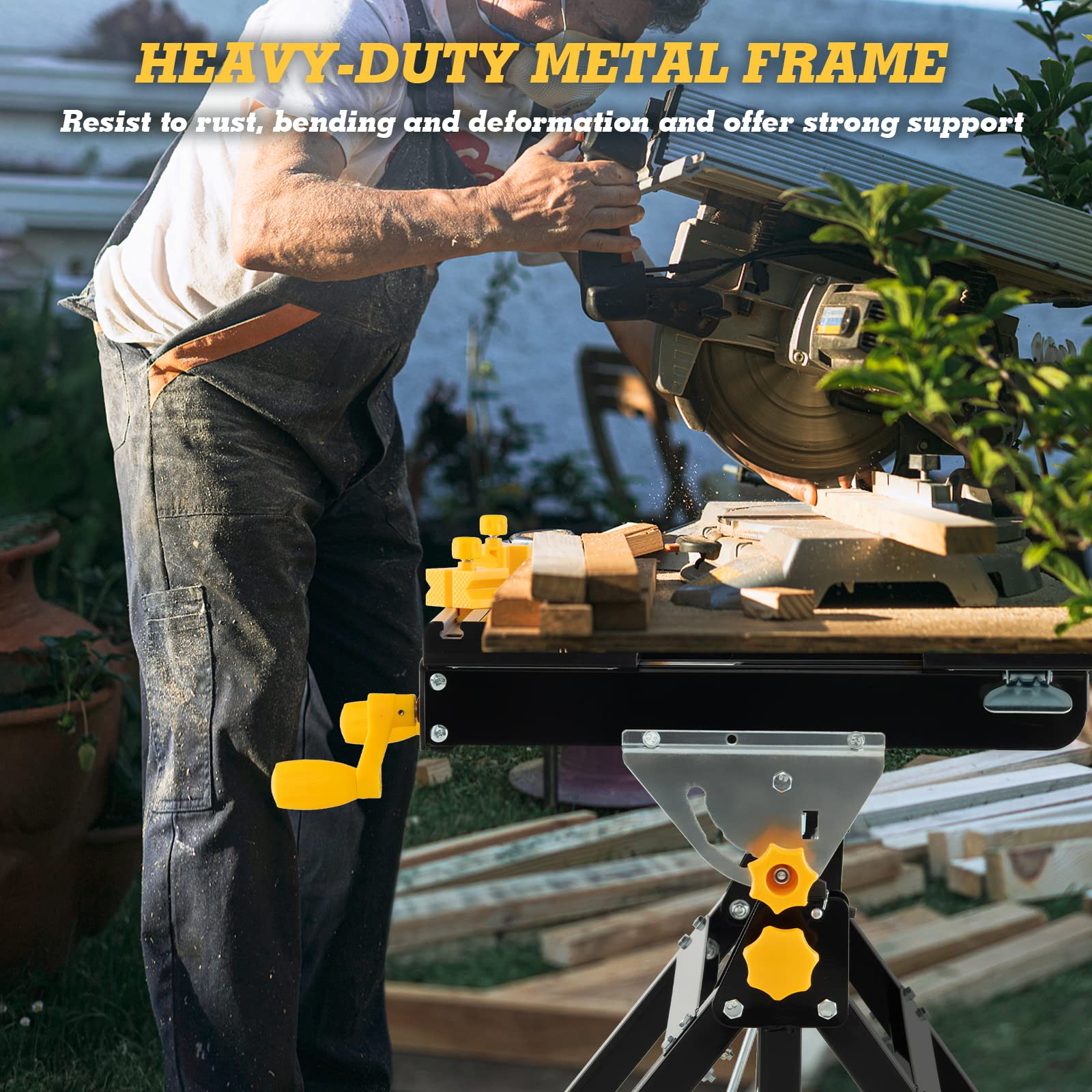 Mua IRONMAX Portable Workbench, Folding Work Table with 7-Level Height ...