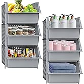 Amazon.com: Skywin Plastic Stackable Storage Bins for Pantry - 5 Pack ...