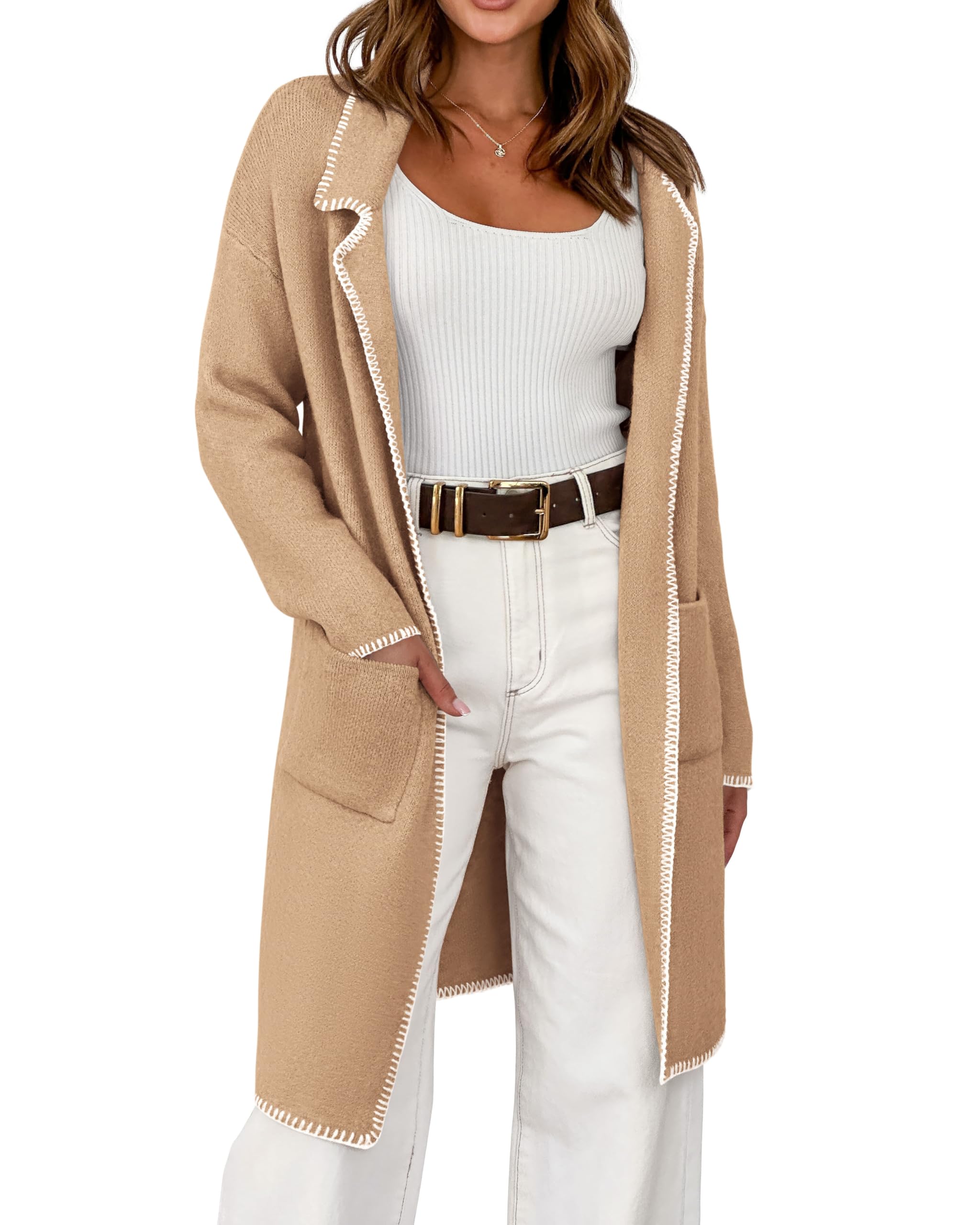 BTFBM Women\'s Open Front Cardigan Lapel Coatigan Lady 2024 Fall Winter ...