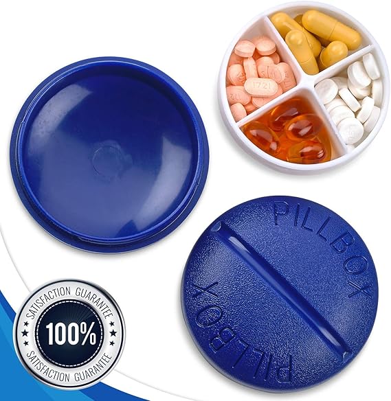 Amazon.com: Small Pill Boxes - Pack of 2 - Mini Compact Round Portable ...