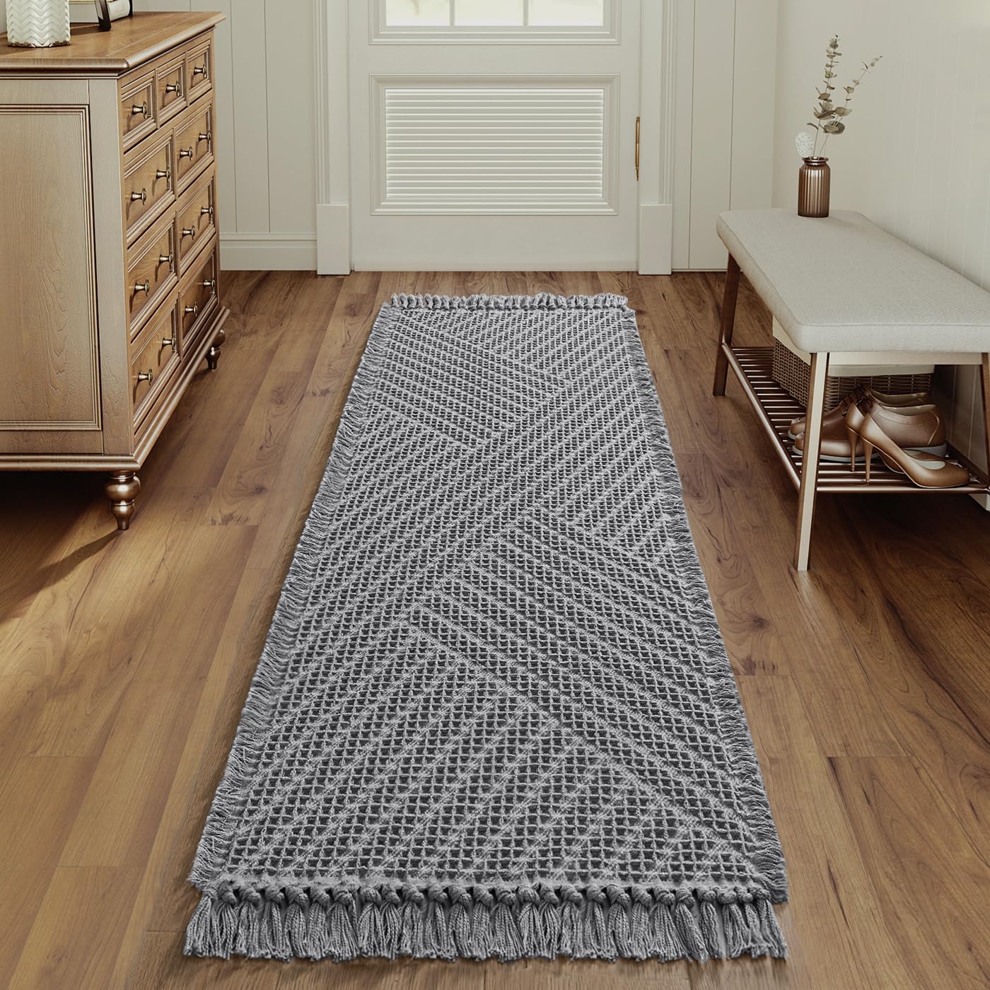 H.VERSAILTEX Waffle Bath Runner Rug Long Bath Mat Super Absorbent Boho ...
