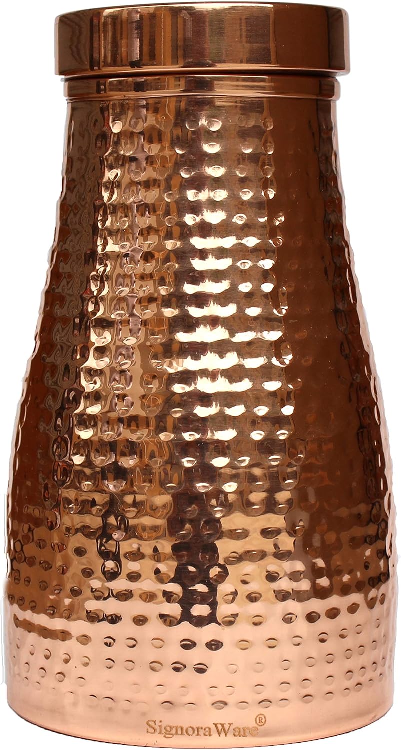Signoraware Damaru Hammered Copper Bottle, 900ml, Set of 1, Copper ...