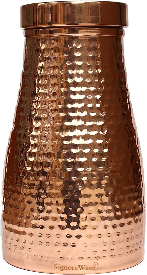 Signoraware Damaru Hammered Copper Bottle, 900ml, Set of 1, Copper ...