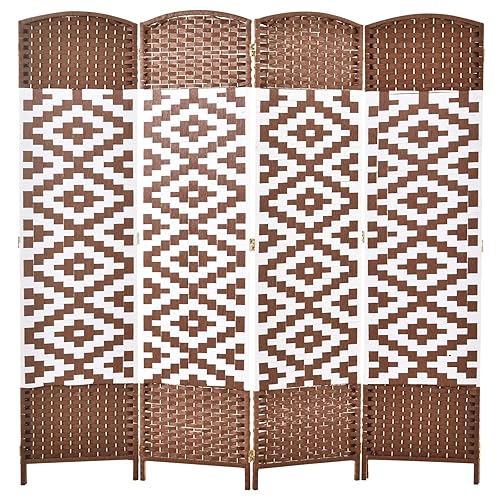 HOMCOM 6ft 4-Panel Diamond Weave Folding Room Divider with Freestanding ...