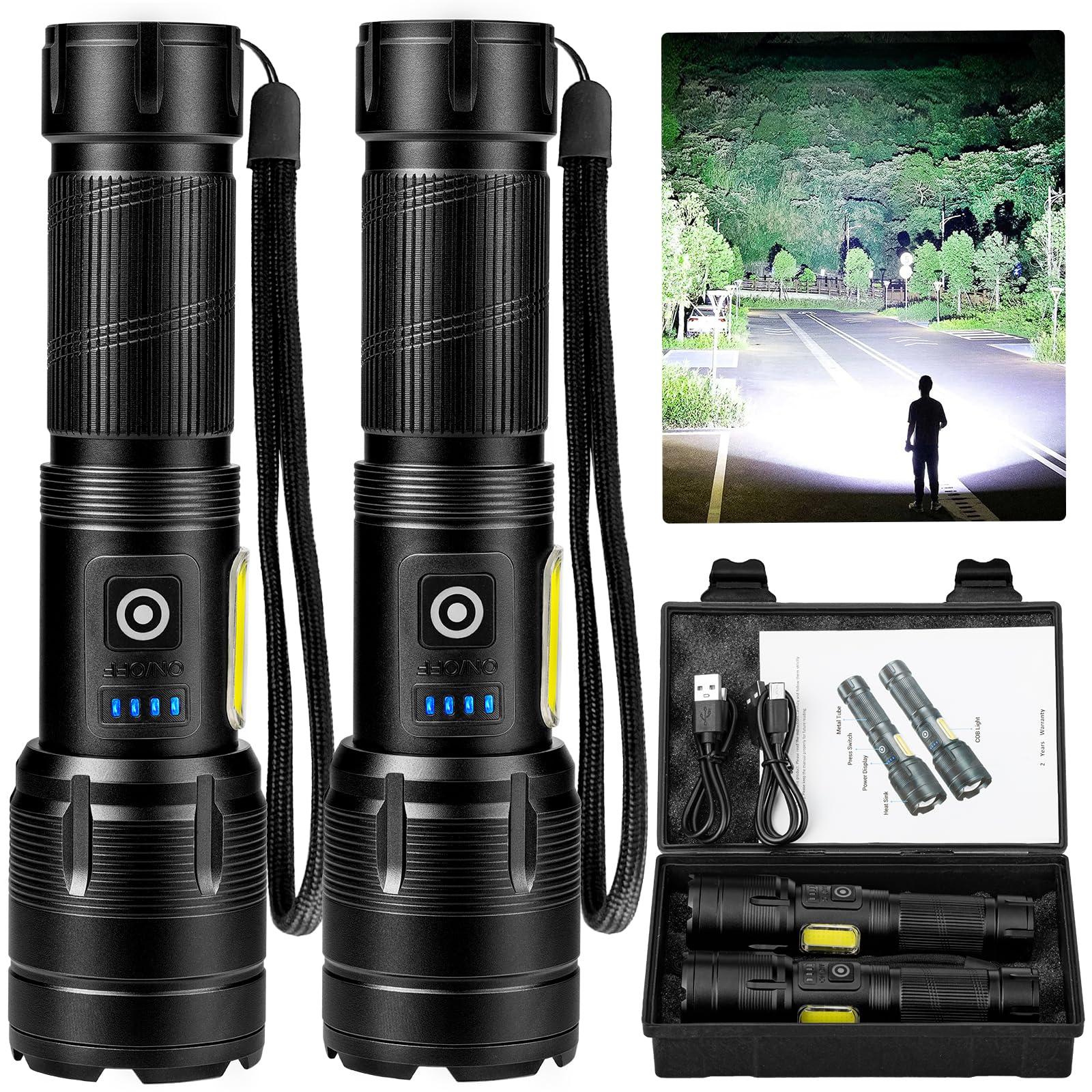 AURASEASON Rechargeable Flashlights High Lumens, 3000 Lumen Super Bright Led Flash Light ...