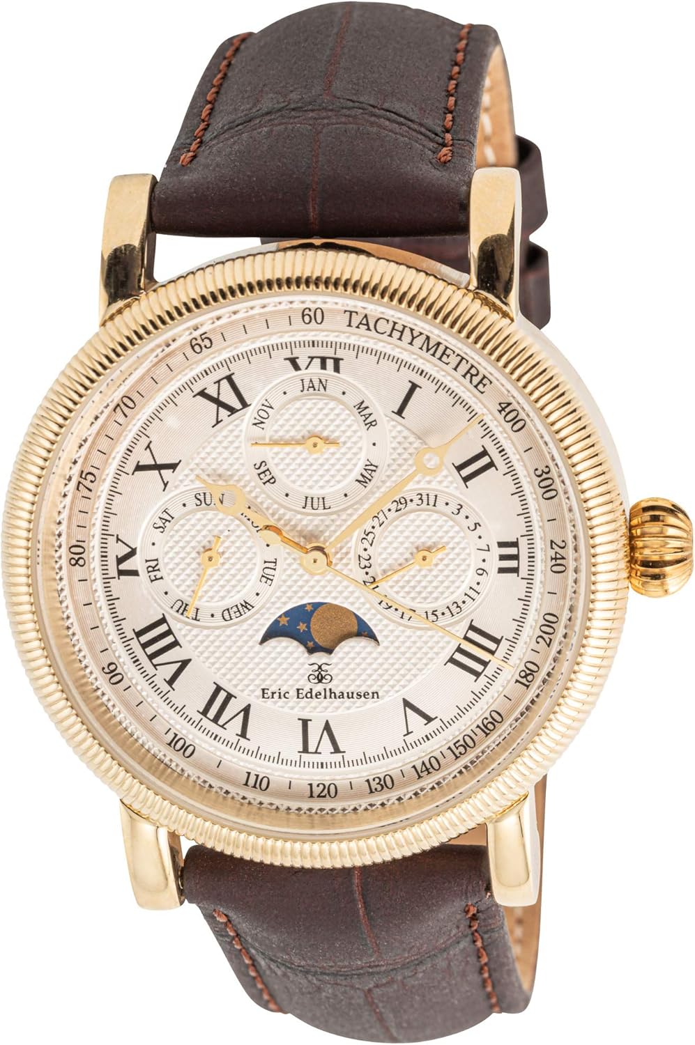 Eric Edelhausen"Calypso" Men's Full Calendar with Moon Phase Watch ...