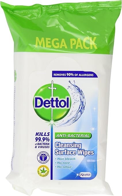 Dettol Anti Bacterial Cleansing Surface Wipes - 576 Large Wipes (72 x 8 ...