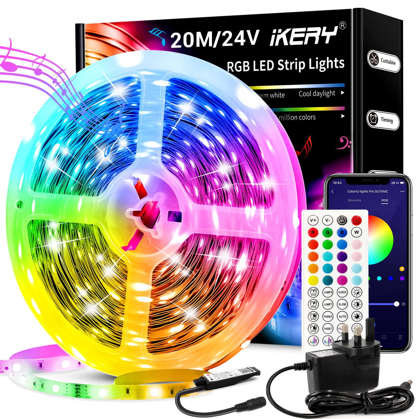 Mua IKERY 20M RGB LED Strip Lights LED Lights Strips Music Sync ...