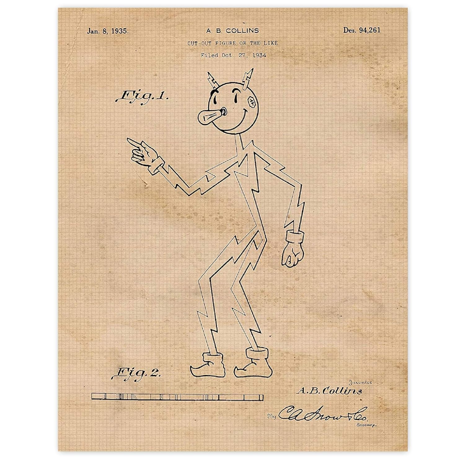 Amazon.com: Vintage Reddy Kilowatt Electric Patent Art Poster Prints ...
