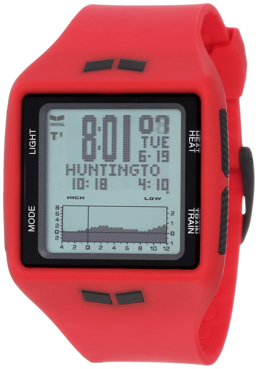 Vestal Men's BRG009 Brig Tide and Train Red Black Positive Digital Surf ...