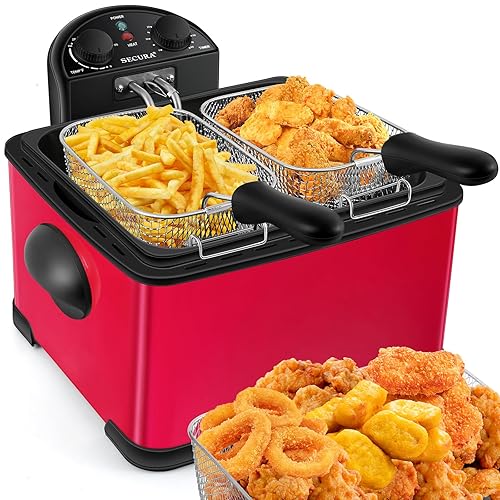 Secura 1700-Watt Stainless-Steel Triple Basket Electric Deep Fryer with ...