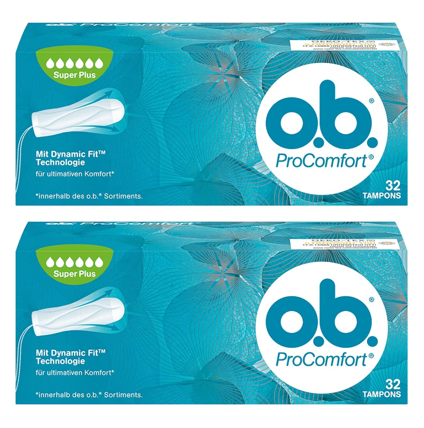 Tampones de o.b.ProComfort con tecnología Dynamic Fit y superficie Silk ...