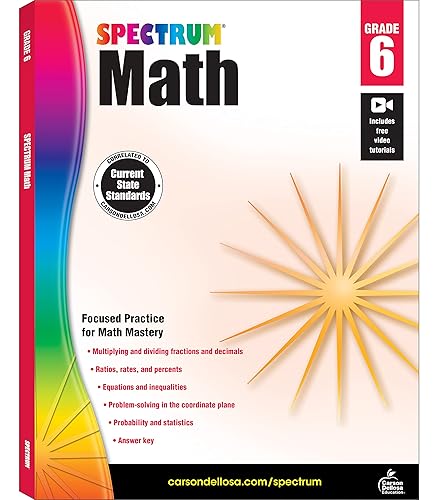 Spectrum 6th Grade Math Workbooks, Ages 11 to 12, Math 6th Grade ...