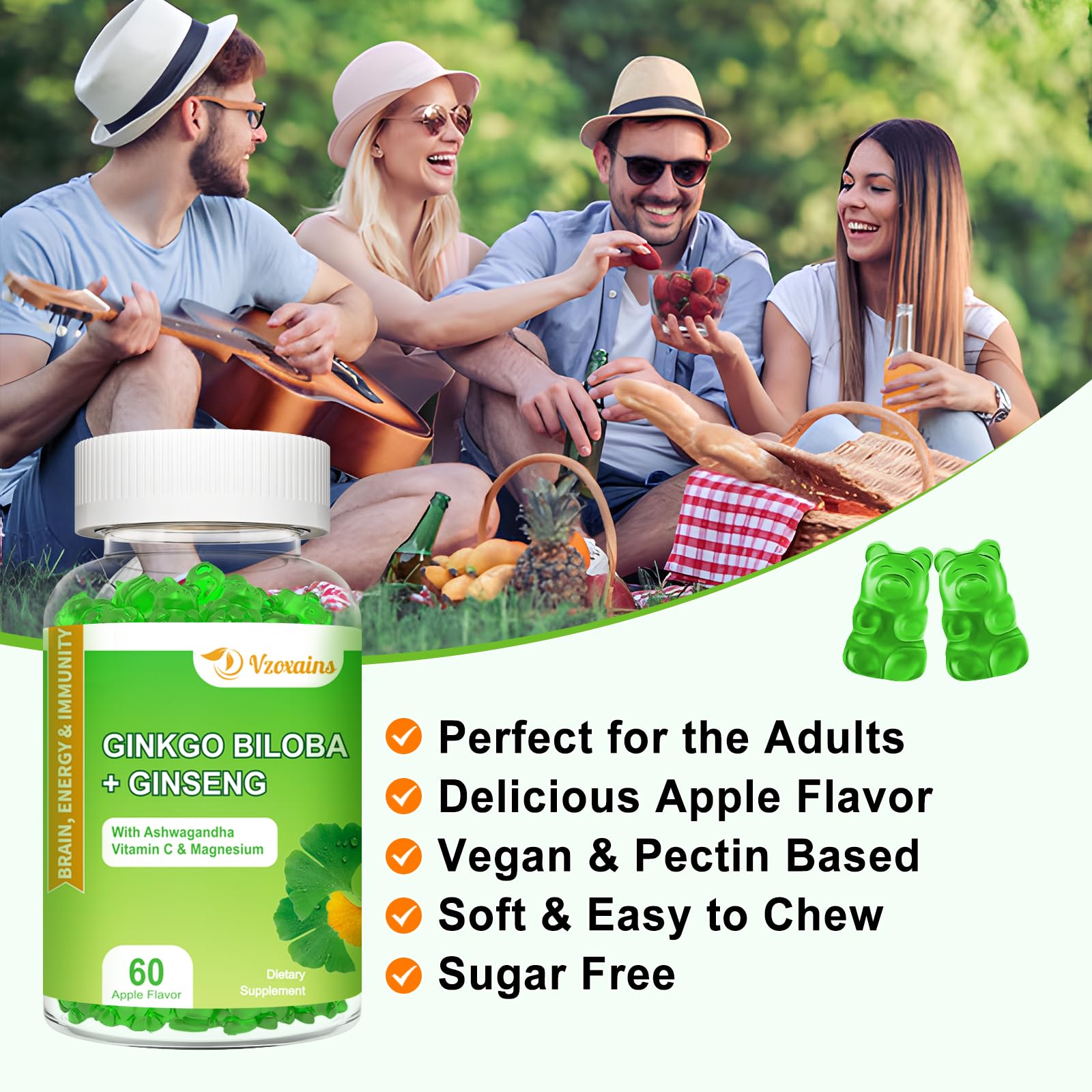 Mua 2 Packs 240mg Ginkgo Biloba Gummies, Supports Healthy Brain ...