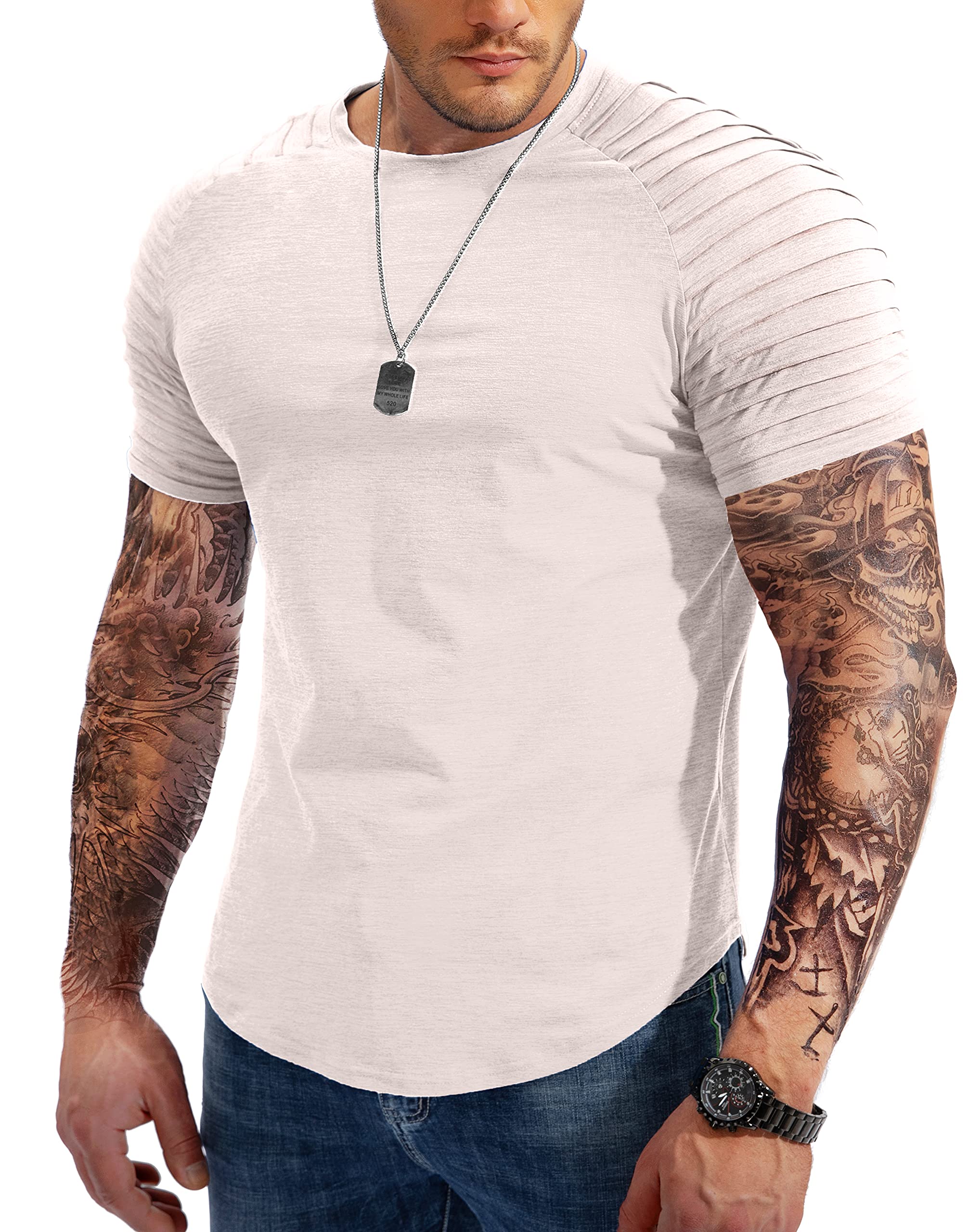 Pinkbomb Men's Muscle T-Shirts Fashion Tee Short Sleeve Athletic ...