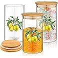 Amazon.com: Layhit 3 Pcs Sunflower Glass Canister Set Lemon Canister ...