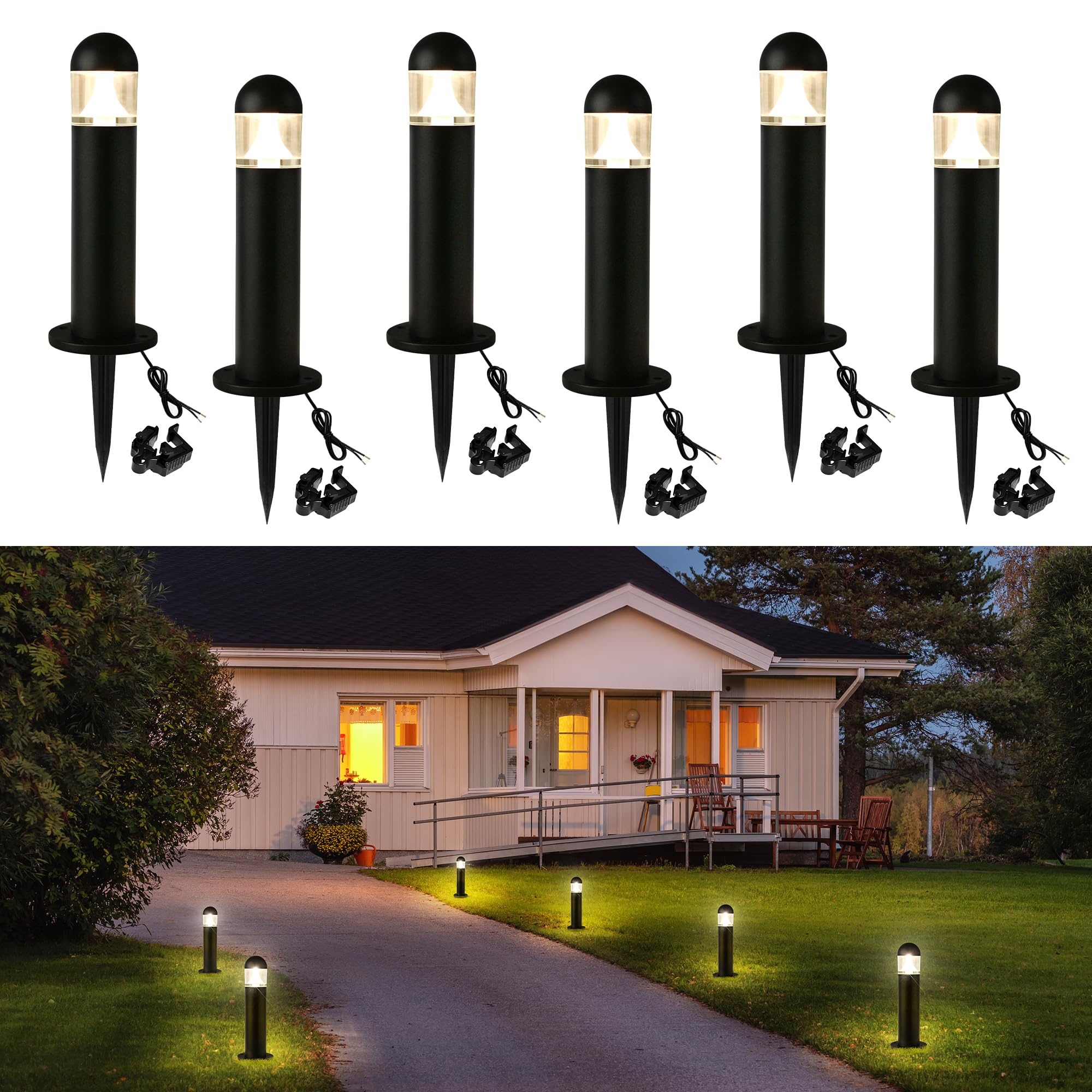 MOON-DE-AGE 6 Pack Low Voltage Landscape Pathway Lights, 12V LED ...