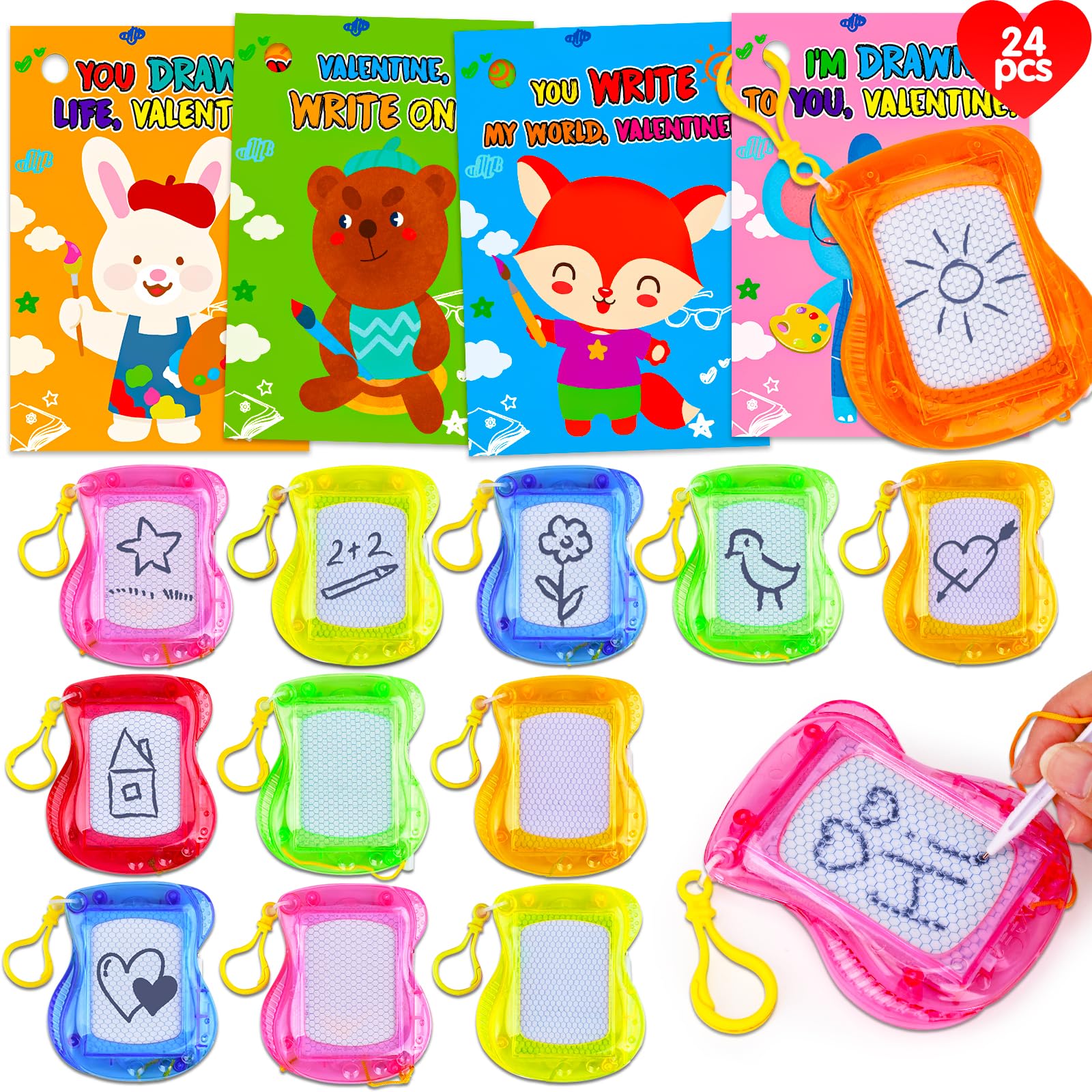 24PCS Magnetic Drawing Board with Cards for Kids School Classroom Funny ...