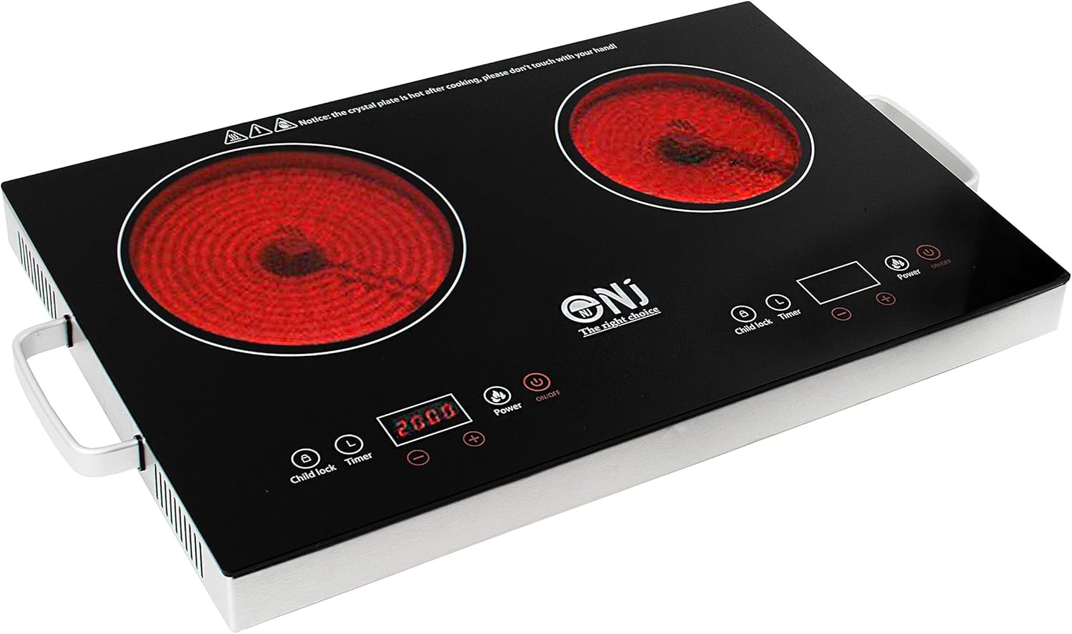 NJ-2B Portable Infrared Cooktop Electric Double Ceramic Digital Hot ...