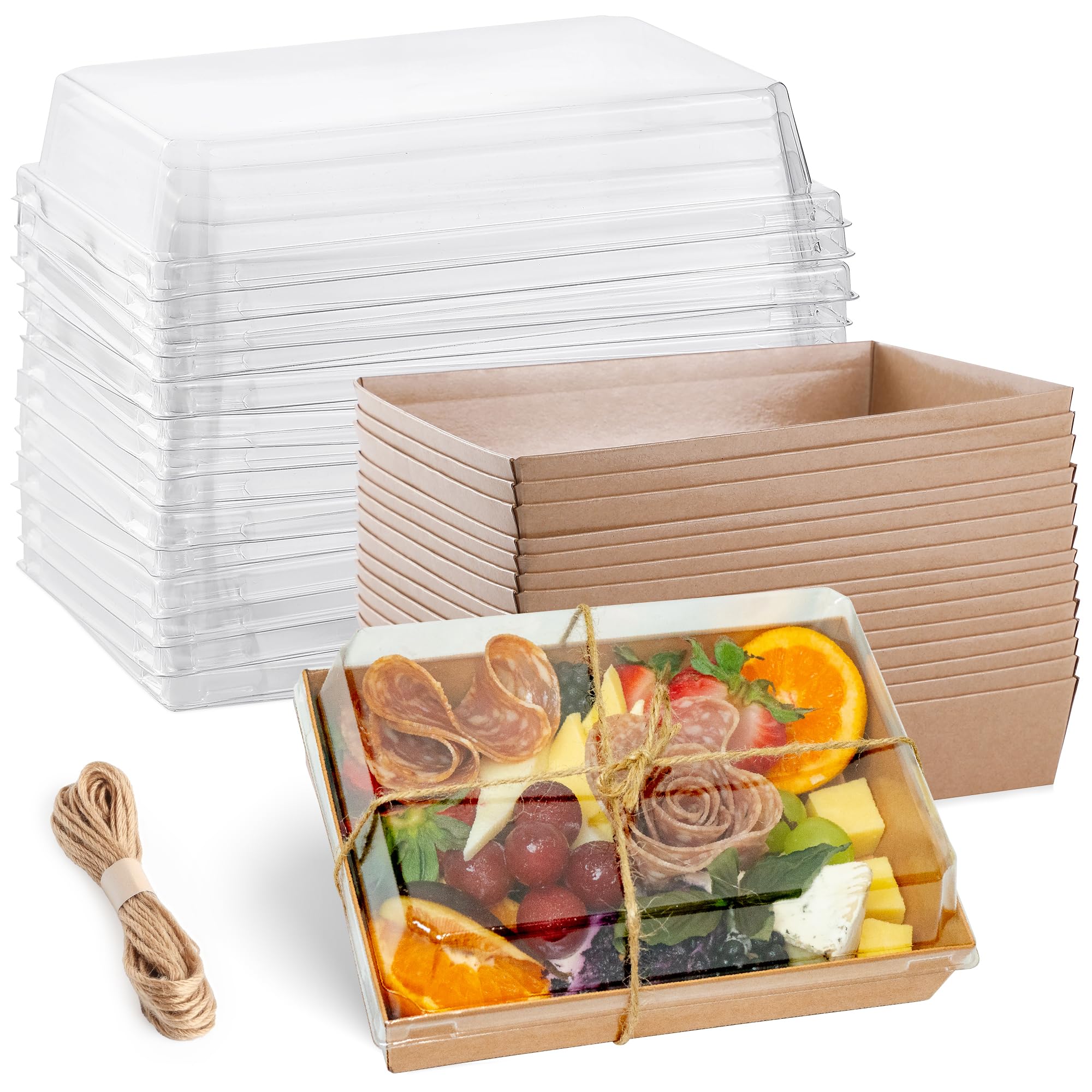 50 Pack 7x5" Charcuterie Boxes with Clear Lids - To Go Paper Mini Treat ...