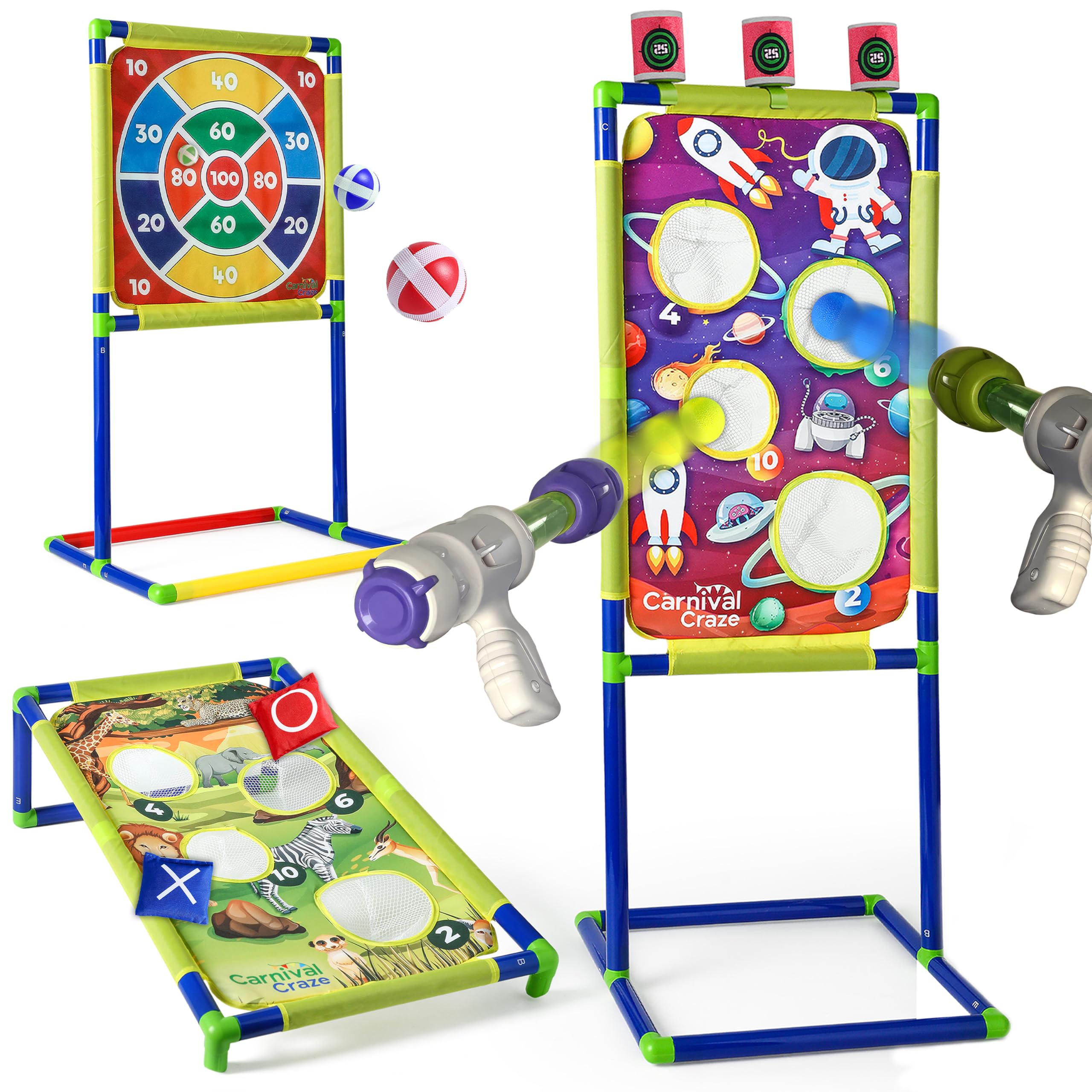 Carnival Games for Kids - Yard Games Include: Ring Toss, Beanbag, Ball ...