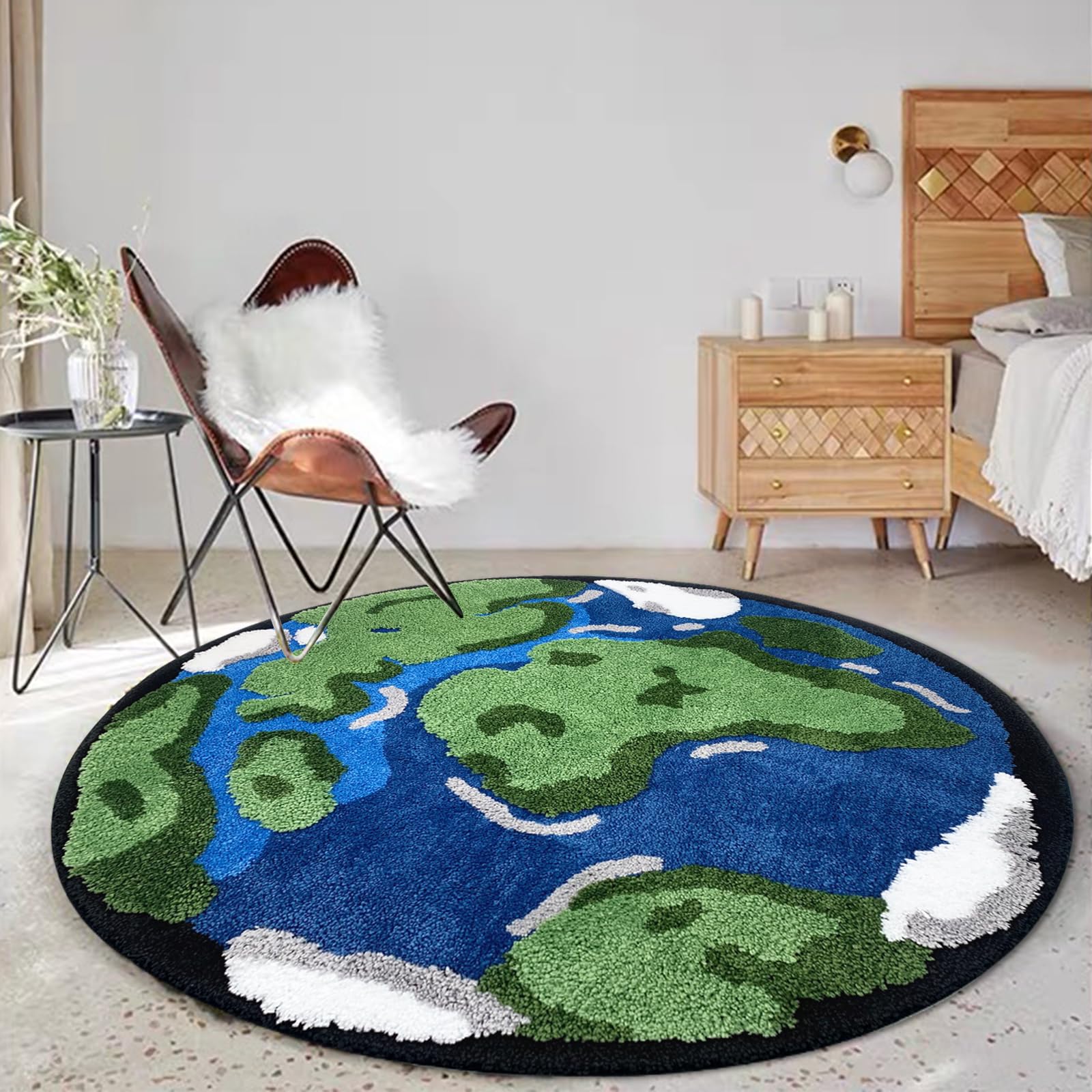 ABREEZE Blue Earth Kids Area Rug 40 inch,Round World Rug Water ...
