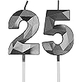 Amazon.com: 25th & 52nd Birthday Candles for Cake, Black Number 25 52 ...