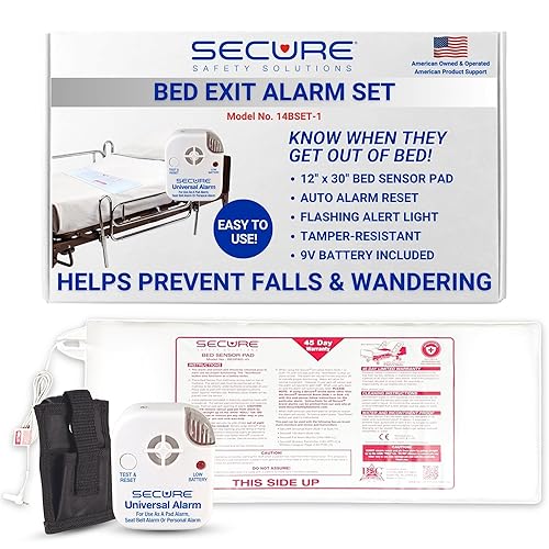 Secure Bed Alarm for Elderly Adults - 12" x 30" Pressure Sensor Pad, 80 ...